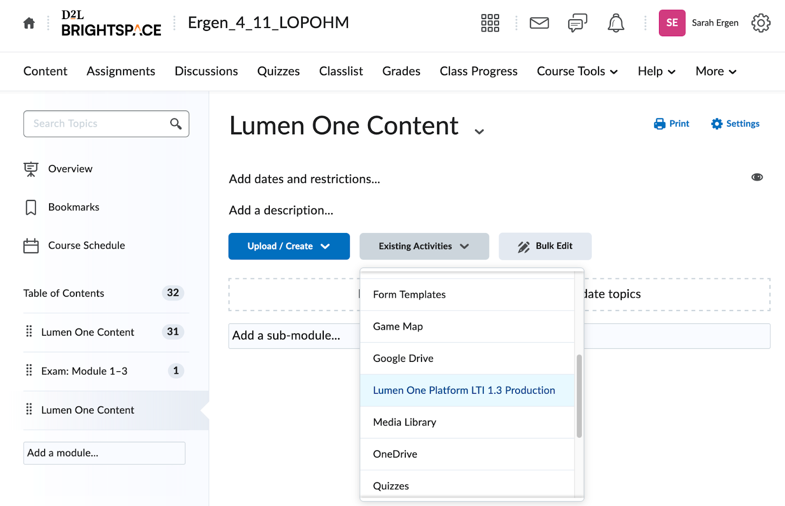 Lumen One: D2L Brightspace - Course Import Process